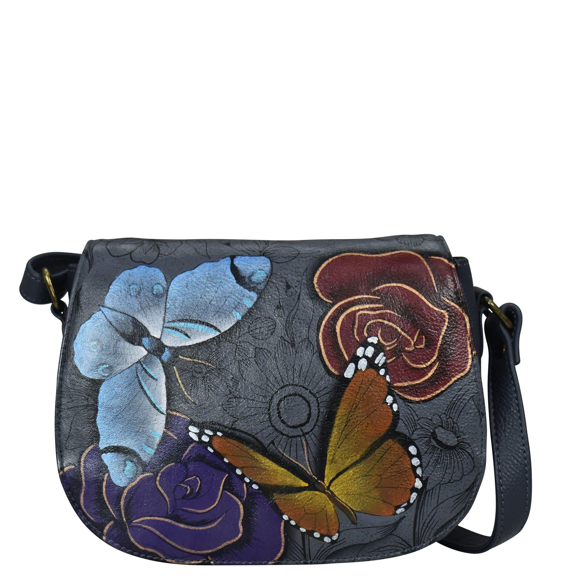 Leather Hand painted Crossbody Saddle Bag - 8105 – Anuschka
