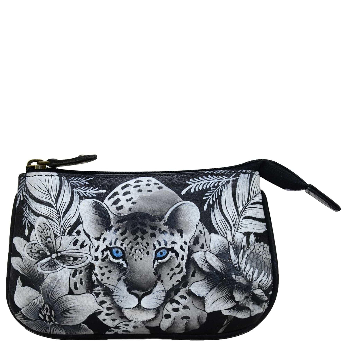 Buy Cleopatra's Leopard Leather Hand Painted Medium Zip Pouch - 1107 ...