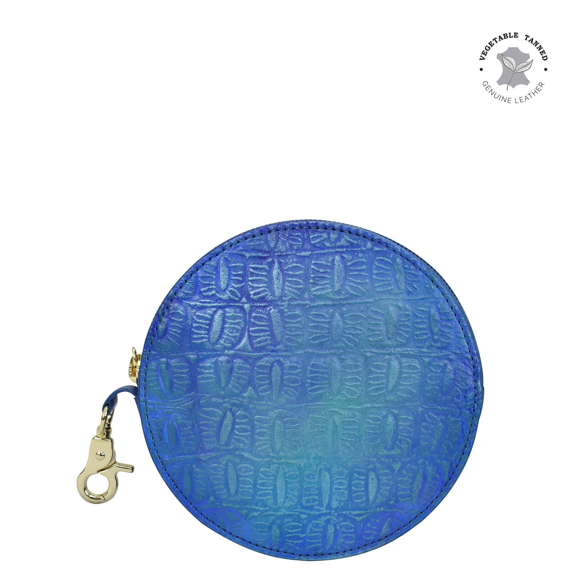 Buy Croco Embossed Peacock Leather Hand Painted Round Coin Purse - 1175 ...