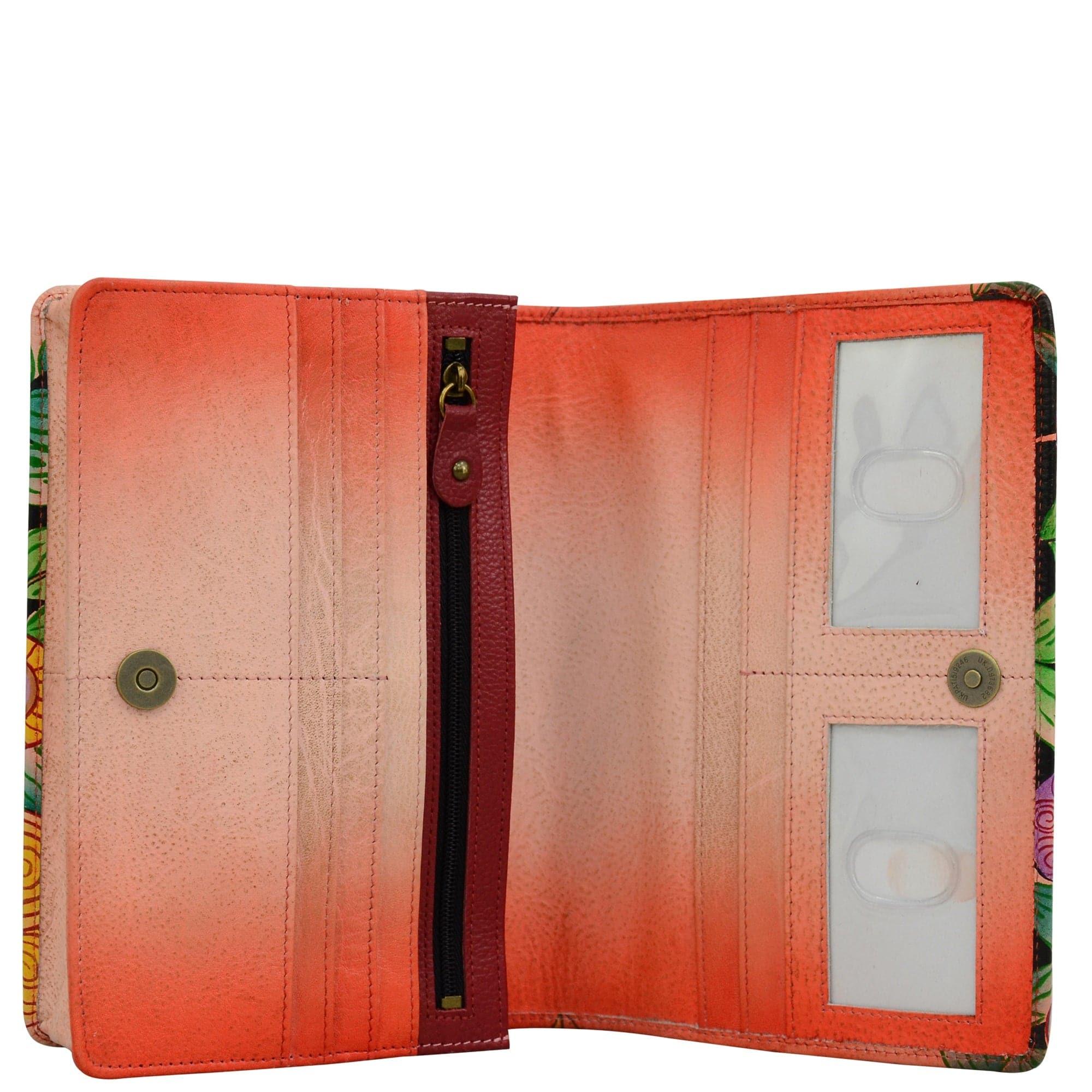 Leather Hand painted Two Fold Wallet On a String - 1845 – Anuschka