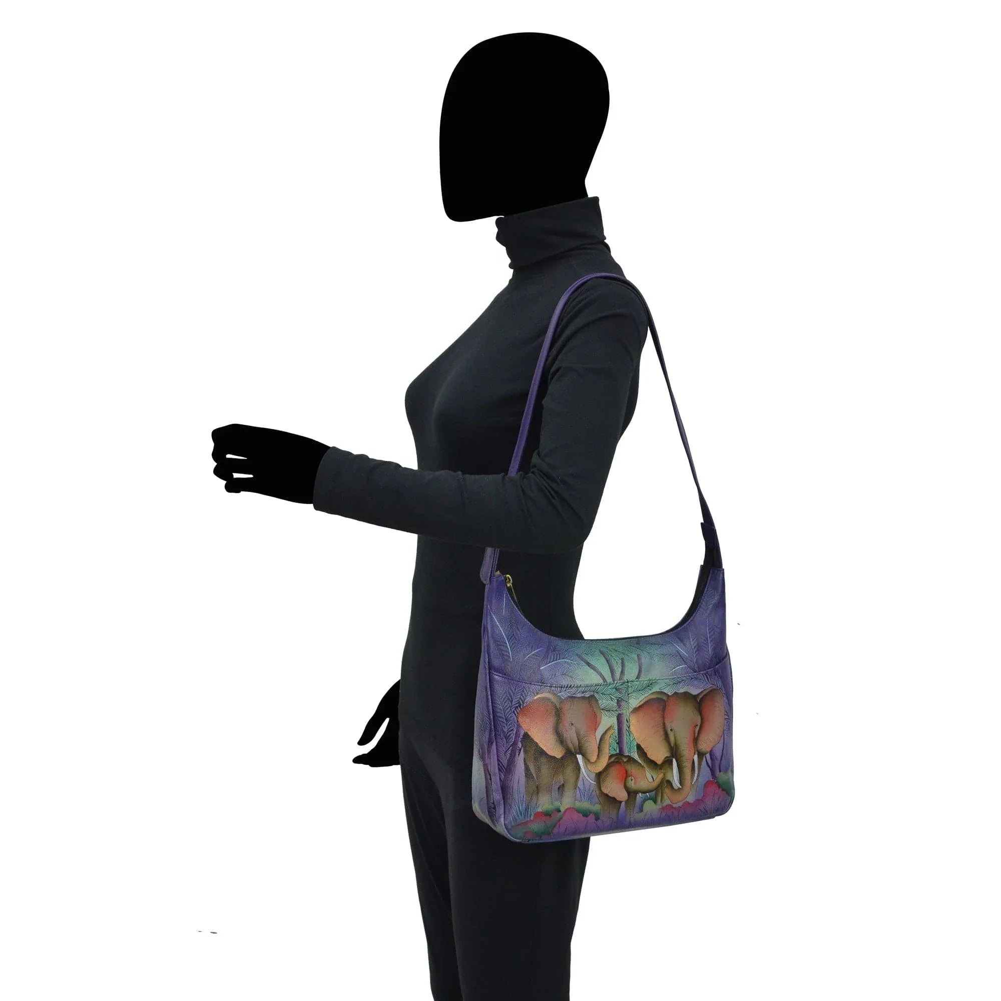 Buy Elephant Family Leather Hand Painted Medium Shoulder Hobo - 7021 ...